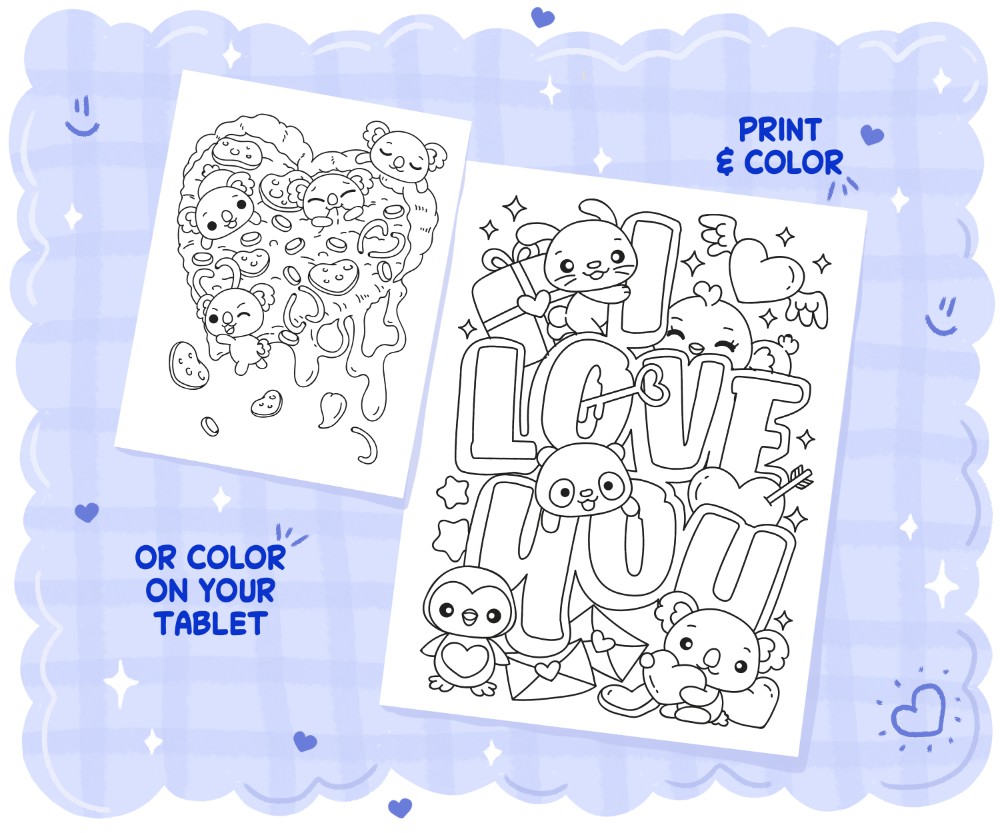 Kawaii Valentine's Day coloring pages